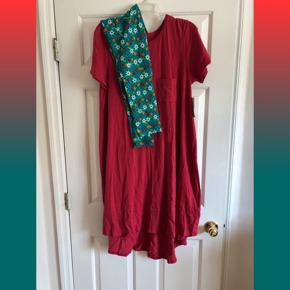 LuLaRoe | Dresses | Nwt Llr Large Red Carly Tc Floral Legging | Poshmark